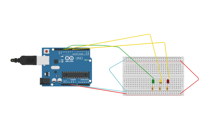 Circuit design ARDUINO SEMAFORO | Tinkercad