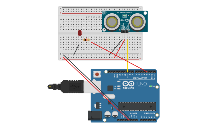 Circuit design Led SENSOR DE ´PROXIMIDAD | Tinkercad
