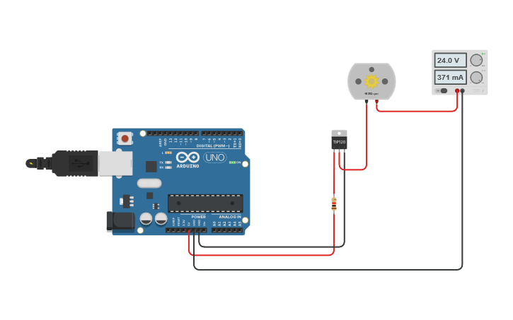 Circuit design TIP120 - Tinkercad