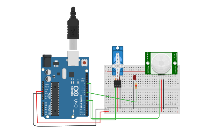 Circuit design servo motor - Tinkercad