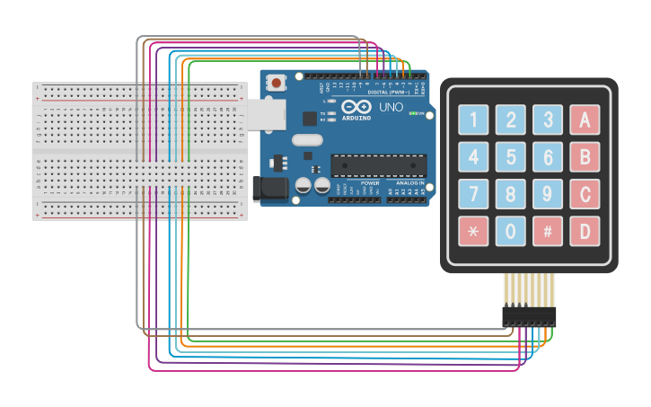 Circuit design Teclado matricial 4x4 - Tinkercad