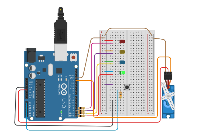 Circuit design Lab 4-10-3 Servo motor | Tinkercad