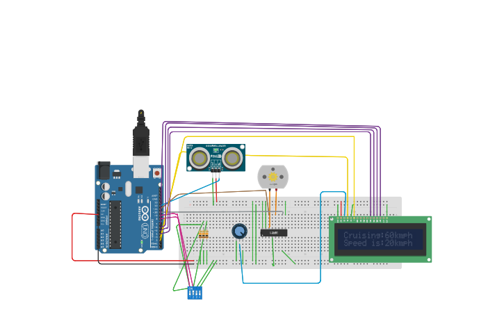 Circuit design adaptive cruise control - Tinkercad Circuit design adaptive cruise control - Tinkercad