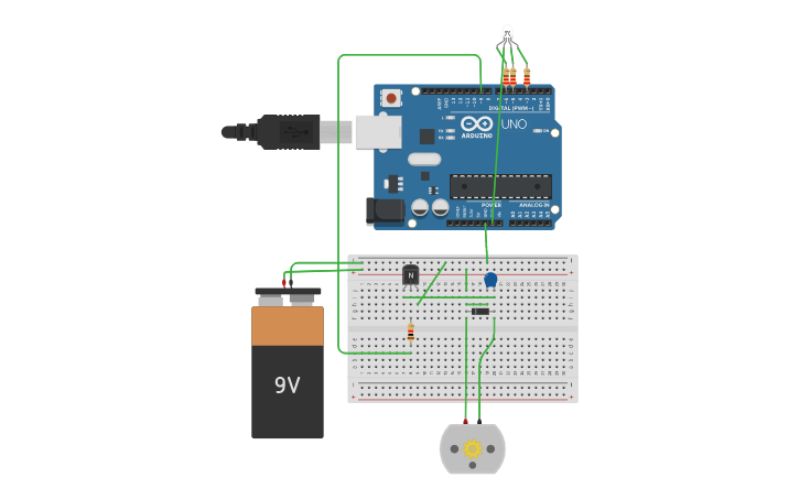 Circuit design motor DC | Tinkercad