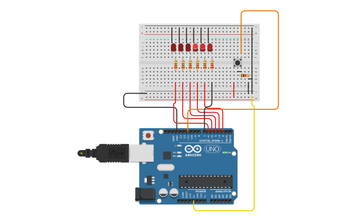 Circuit design Arduino Button Wave - Tinkercad