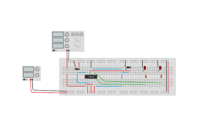 Circuit design 2-bit synchronous UP counter | Tinkercad
