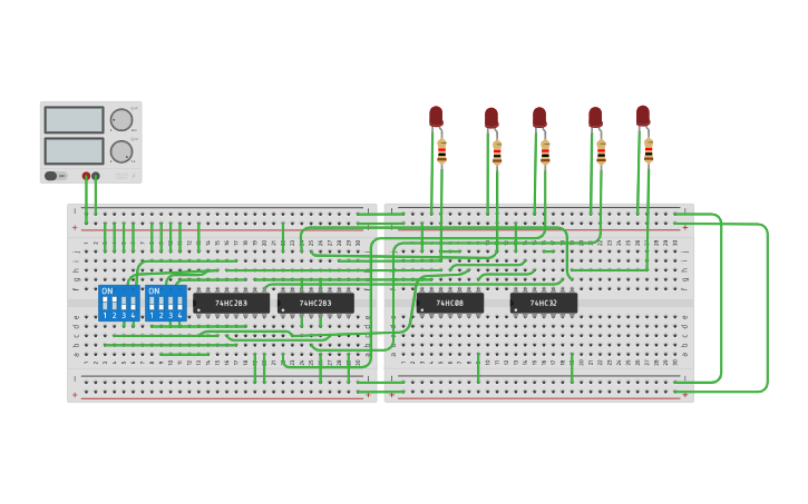 Circuit design BCD Adder | Tinkercad