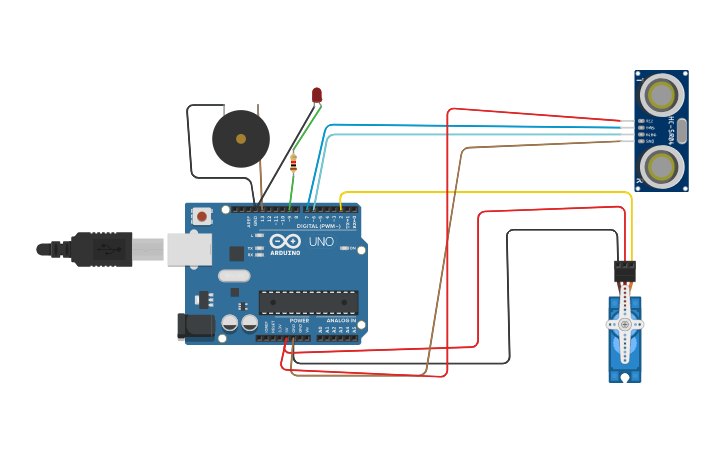 Circuit Design Barrera Automatica Tinkercad