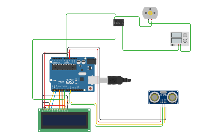 Circuit Design Arduino Ultrasonic Distance Sensor With Motor Tinkercad