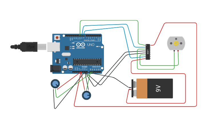 Circuit Design Arduino Dc Motor Position Control Tinkercad