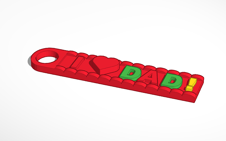 3D design I love dad keyring fathers day - Tinkercad