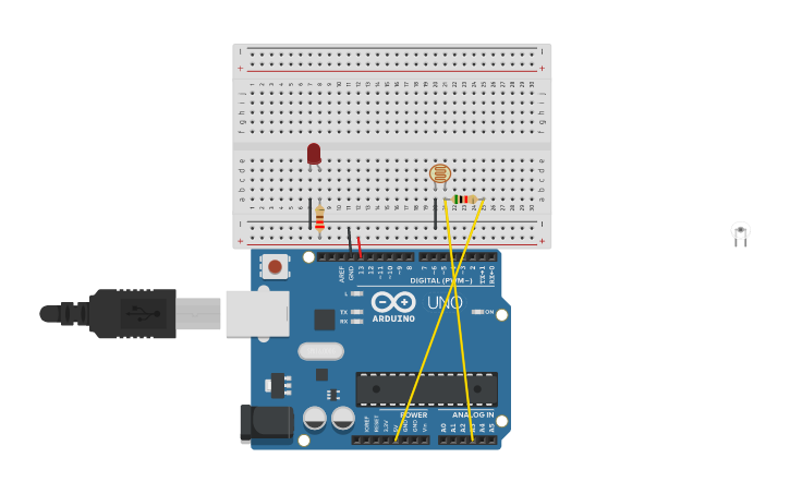 Circuit design Copy of Práctica 5 Sensor de luz - Tinkercad