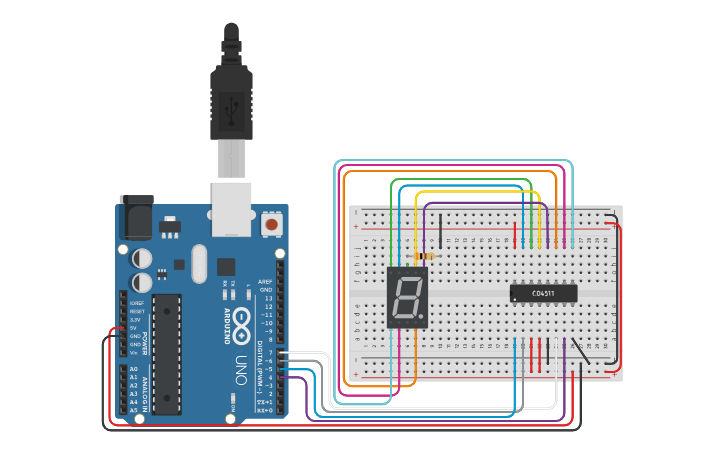 Circuit design UH display 7 seg - Tinkercad