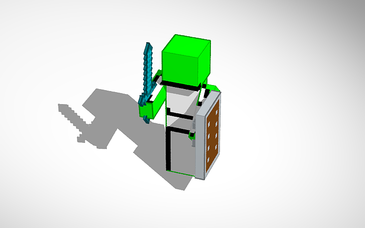 3D design Minecraft Dream holding a Shield and holding a Diamond Sword ...