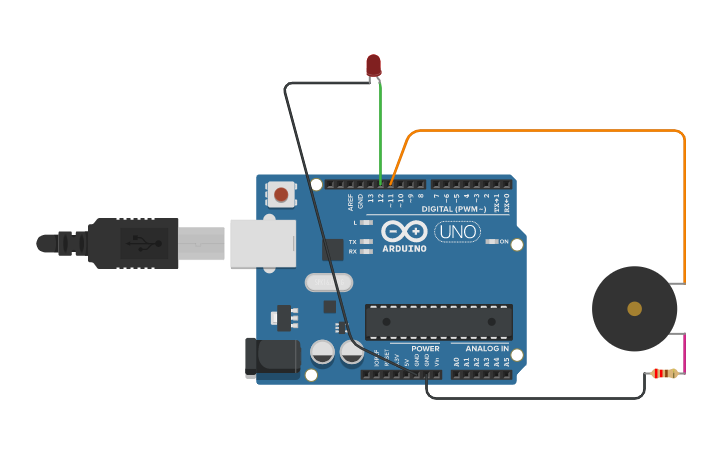 Circuit design Piezo code | Tinkercad