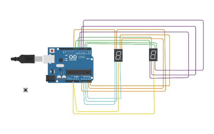 Circuit design Seven-Segment-counter - Tinkercad