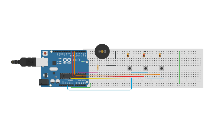 Circuit design multiple tone keyboard | Tinkercad