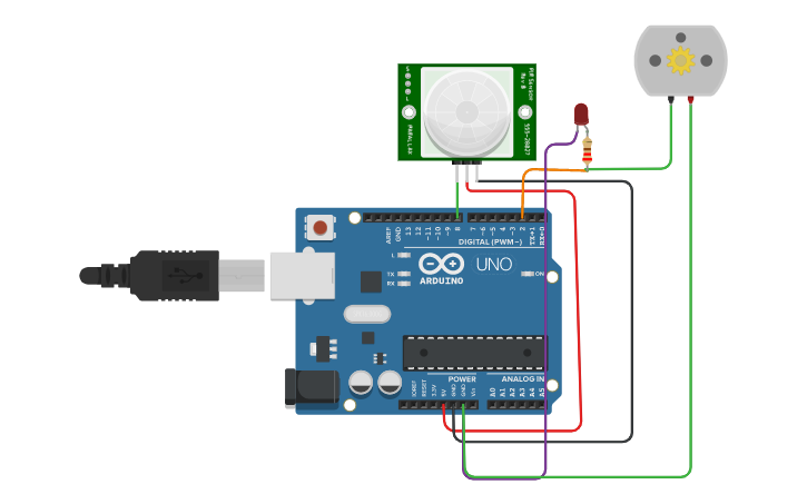 Circuit design human detect sensor - Tinkercad