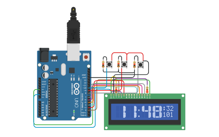 Circuit Design Clock With Arduino Tinkercad