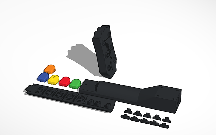 3D design Guitar Hero Controller - Neck, Headstock, and Buttons - Tinkercad