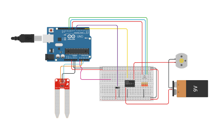 Circuit design IOTWM - TP01: Arrosage automatique - Tinkercad