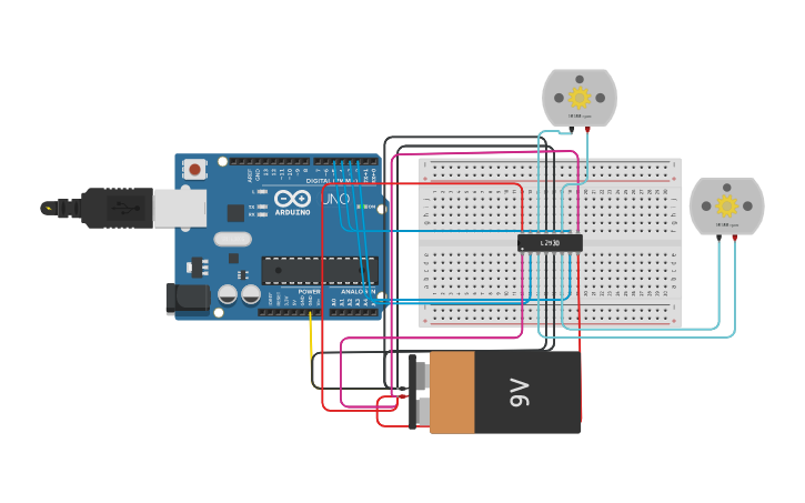 Circuit Design Interfacing Of Dc Motors Using L293d Tinkercad