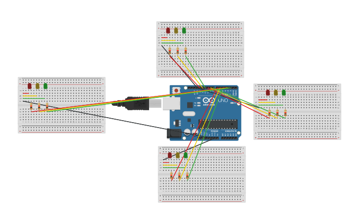 Circuit design 4-waytraffic - Tinkercad