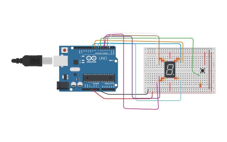 Circuit design DISPLAY CON PUSHBUTTON - Tinkercad