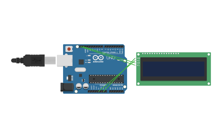 Circuit design Arduino Print To LCD - Tinkercad