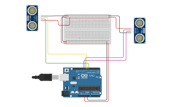 Circuit design Flow Sensor - Tinkercad