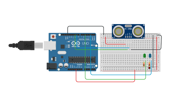 Circuit Design Water Level Indicator Using Us Tinkercad