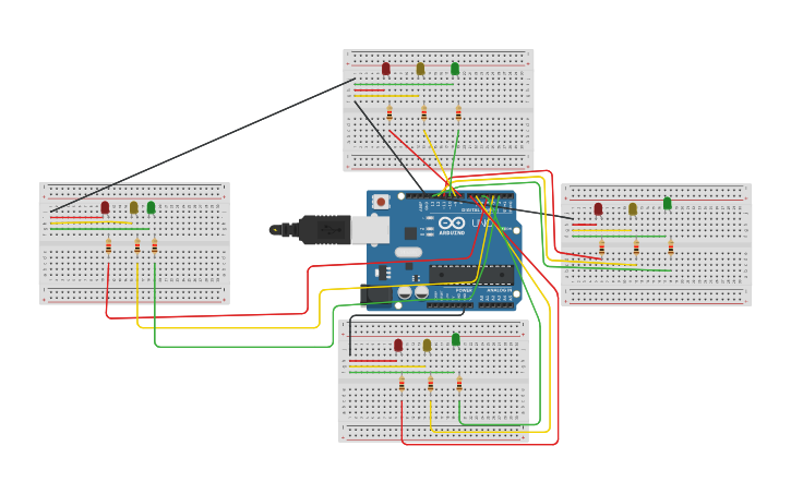 Circuit design 4 traffic signal - Tinkercad