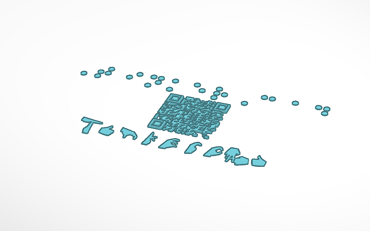 3D design Braille, hand talk and QR code saying TinkerCad - Tinkercad