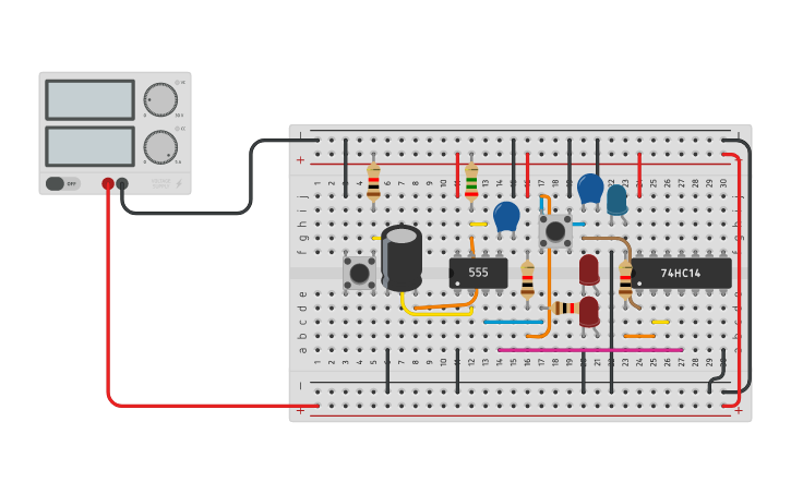 Circuit design Temporizador 555 5seg con reset automatico | Tinkercad