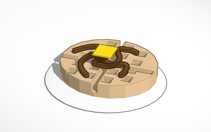 3D design waffle on a plate | Tinkercad