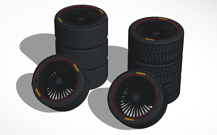 3D design Aftermarket rims with tires - Tinkercad