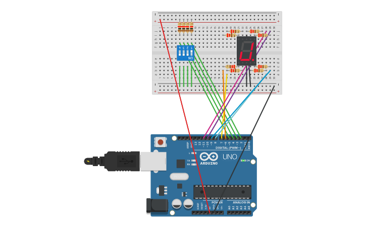 Circuit design 7 Segment Display LAB - Tinkercad