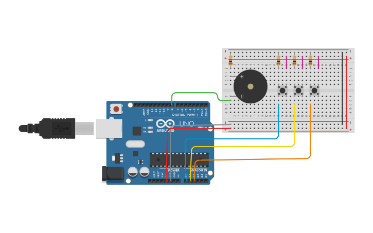 Circuit design tone keyboard - Tinkercad