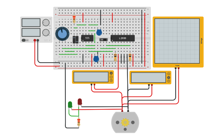 Circuit design H Bridge NE555 visseuse | Tinkercad
