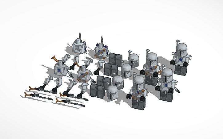 3D design Lego mandolorian with and without armor - Tinkercad