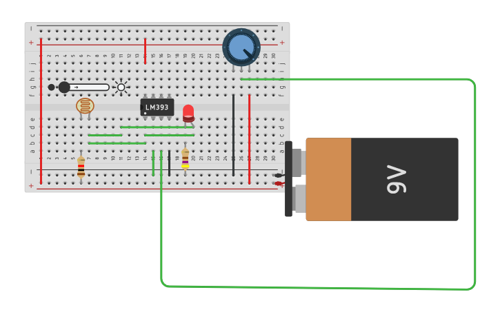 Circuit design Dark Detector Using OP-AMP - Tinkercad