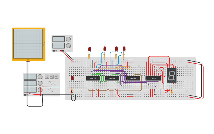 Circuit design BCD COUNTERS JK FF - Tinkercad