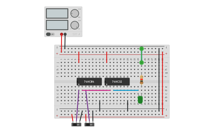 Circuit design Montagem 3 - Circuito lógico OR-NOT | Tinkercad
