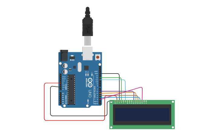 Circuit design Projeto 03 - Escrevendo no Display LCD 16X2 - Tinkercad