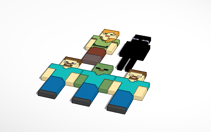 3D design 8-Bit Minecraft Characters - Tinkercad