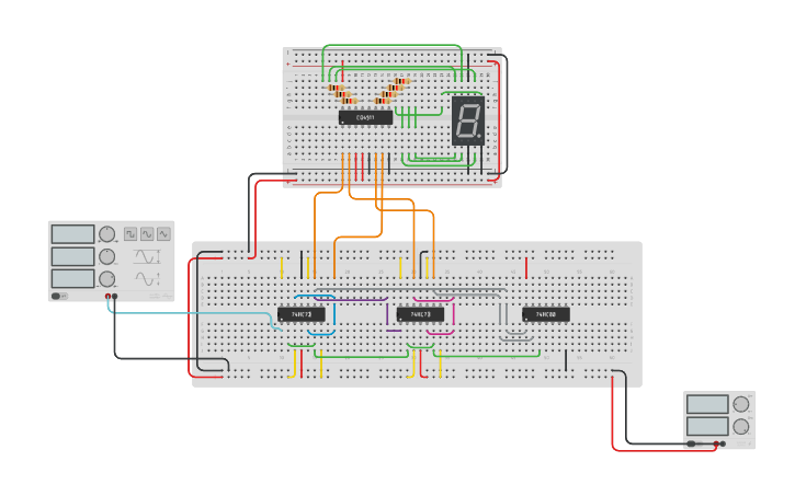 Circuit design Lab 9 decade counter - Tinkercad