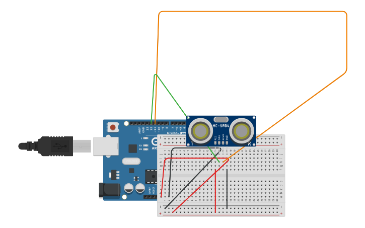 Circuit design Sensor de ultrasonidos | Tinkercad