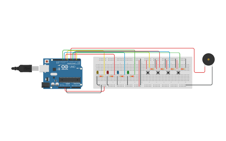 Circuit design Projeto Genius - Jogo da Memória | Tinkercad