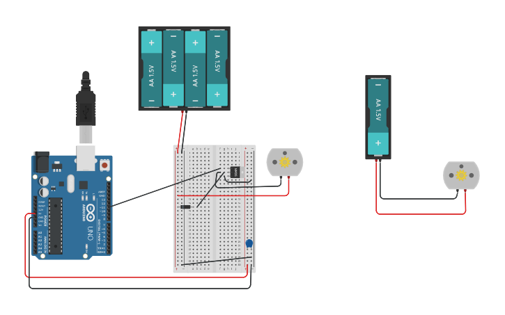 Circuit design Single Direction DC Motor Experiment | Tinkercad