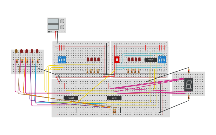 Circuit design 4 bit parallel adder - Tinkercad
